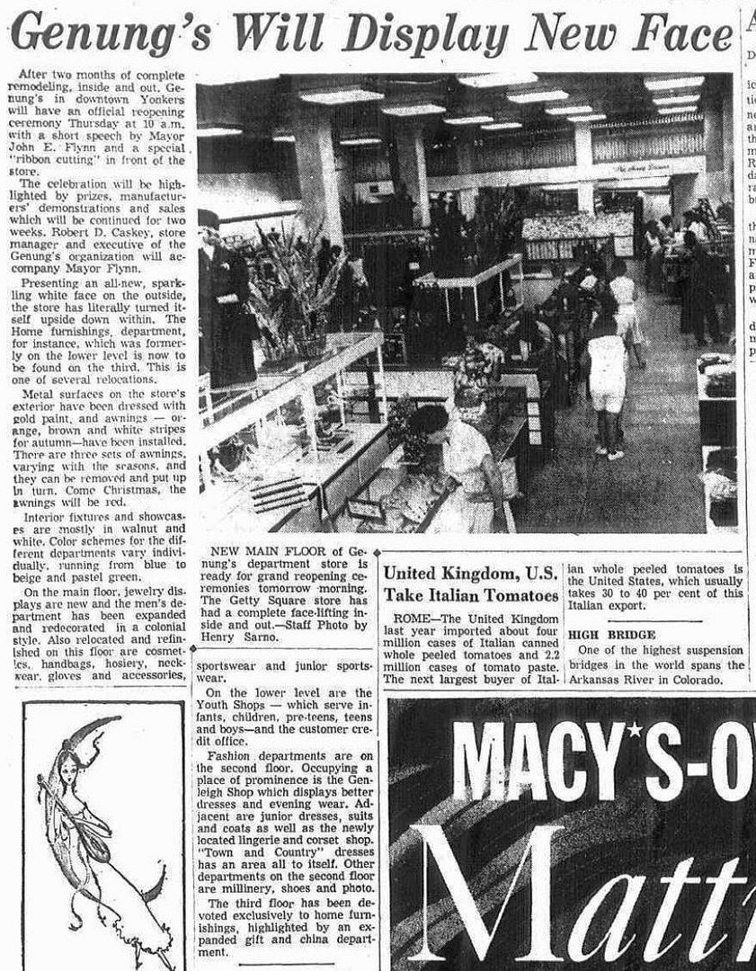 Old Ads -- 5 to 11 Main Street -- Genung's in the Sixties - SoYo Sunset