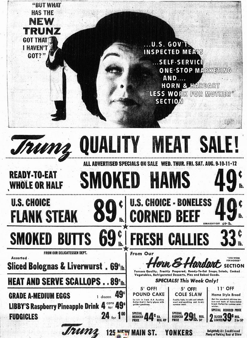Old Ads --Trunz Meat Market -- 106 New Main St.; 123-125 New Main St ...