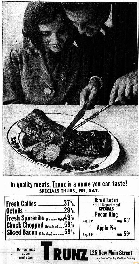 Old Ads --Trunz Meat Market -- 106 New Main St.; 123-125 New Main St ...