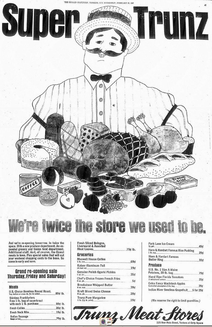 Old Ads --Trunz Meat Market -- 106 New Main St.; 123-125 New Main St ...