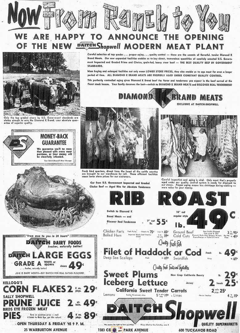 Old Ads -- Geo. W. Loft Markets; Diamond K; Daitch Shopwell -- 25 ...